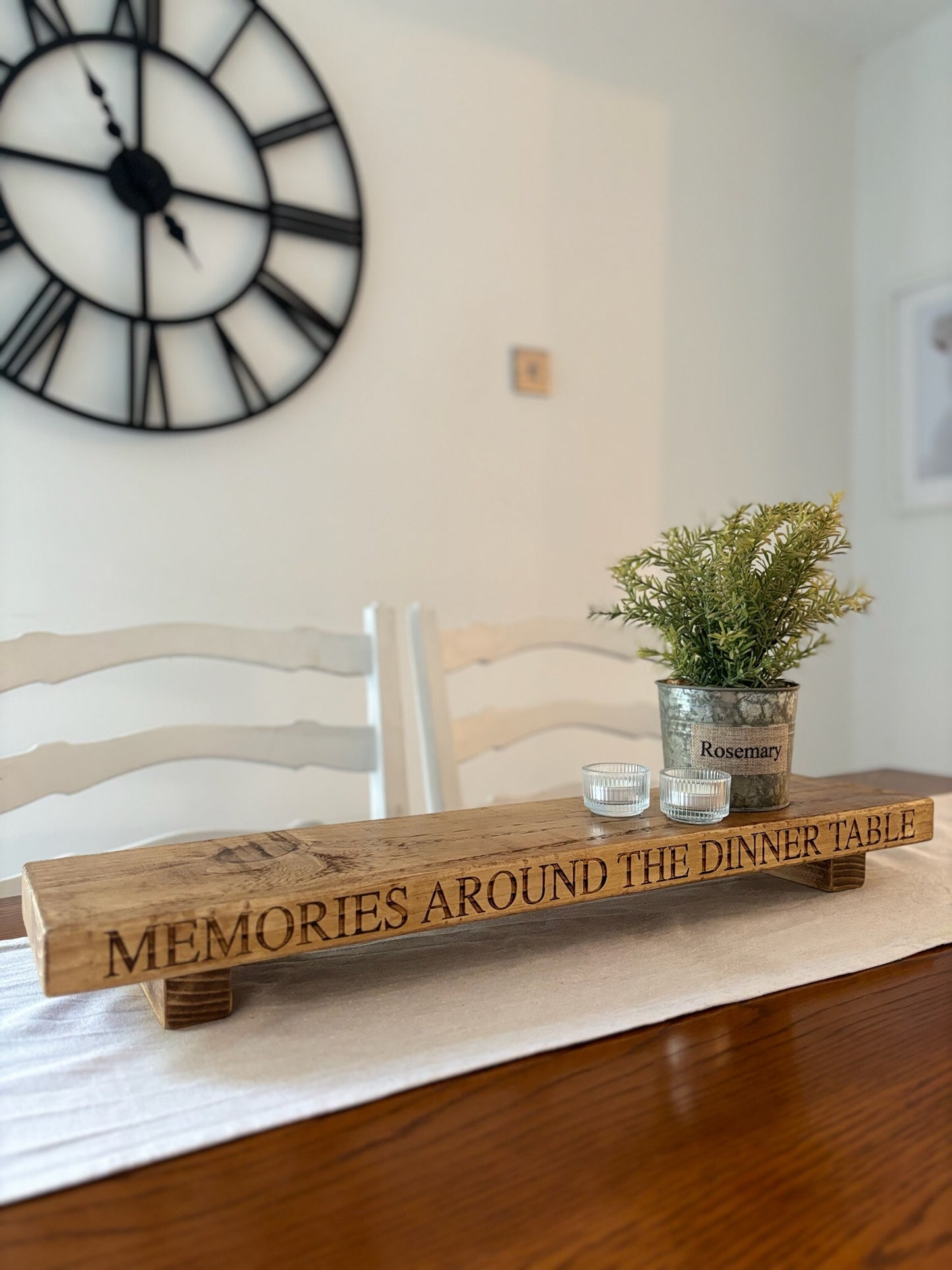 Engraved Wooden Table Centrepiece – The Rolling Cow